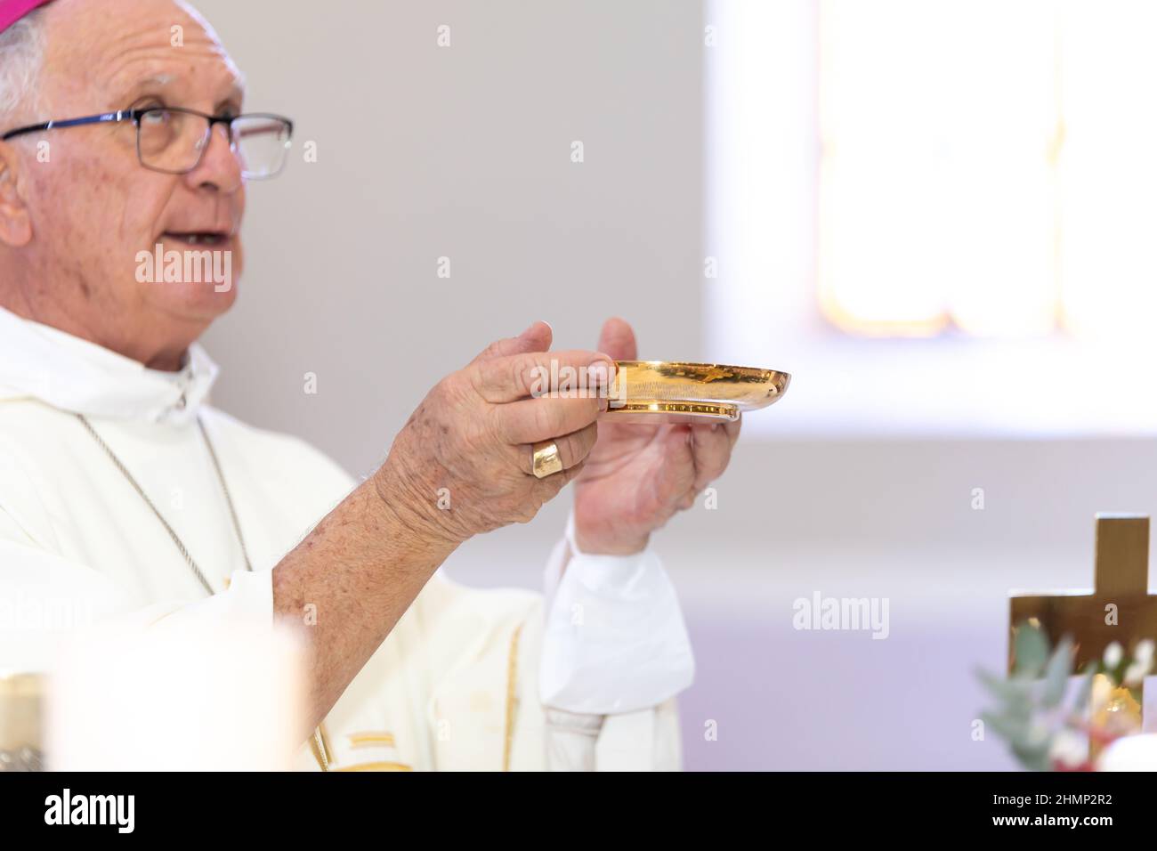 Priest in the Church at Communion or Mass Stock Photo - Alamy