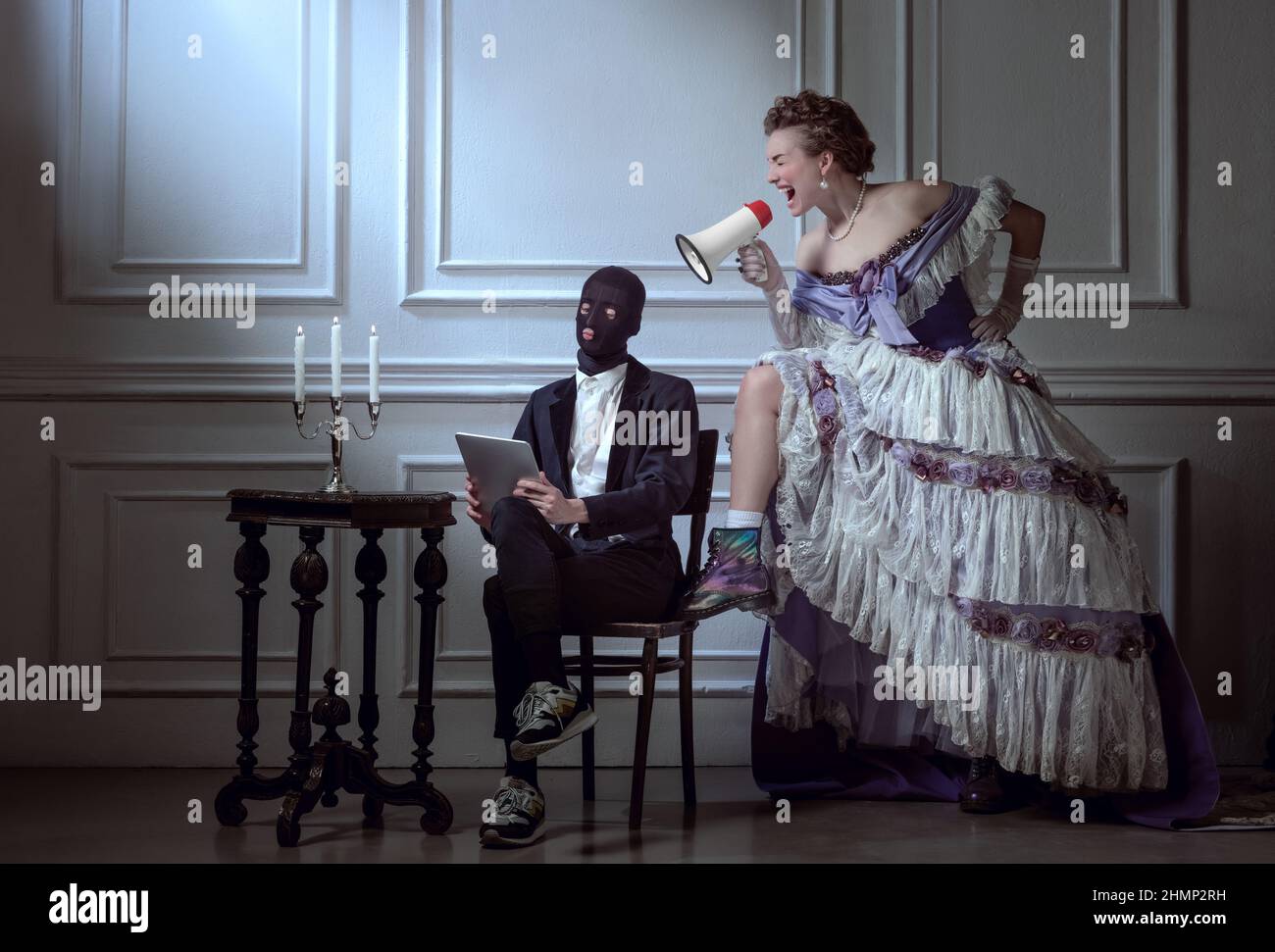 Vintage renaissance style. Young beautiful woman in image of medieval ...