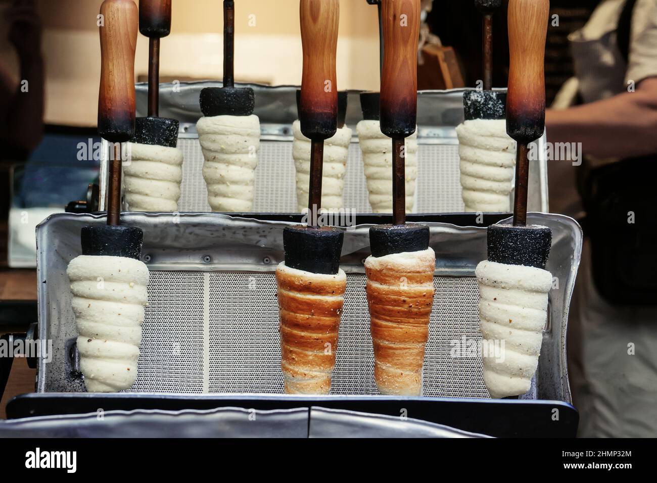 Czech Republic, Prague, cooking Trdelnik, traditional Slovak pastries ...