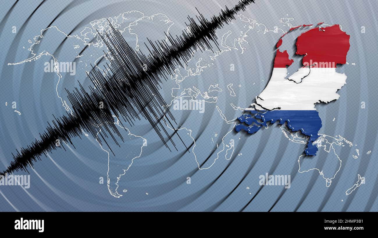 Seismic activity earthquake Netherlands map Richter scale Stock Photo ...