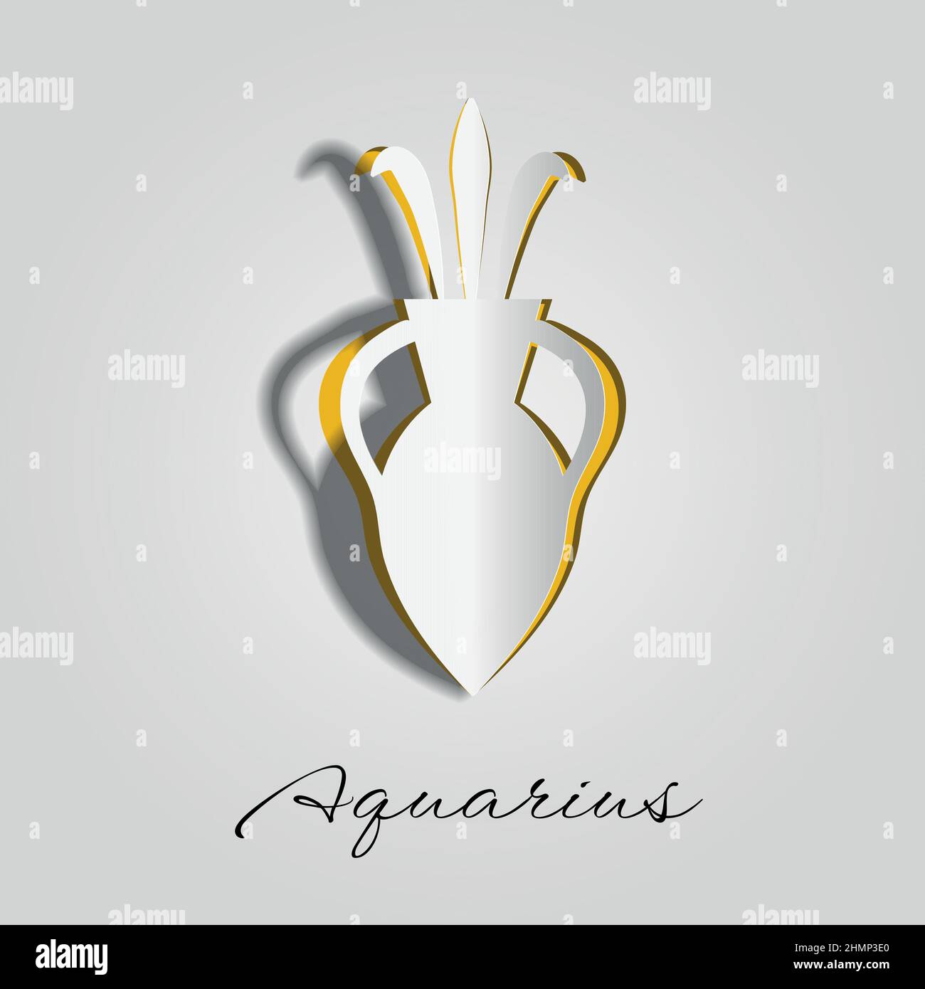 Aquarius, zodiac symbol on cut paper or carved paper Stock Vector Image ...