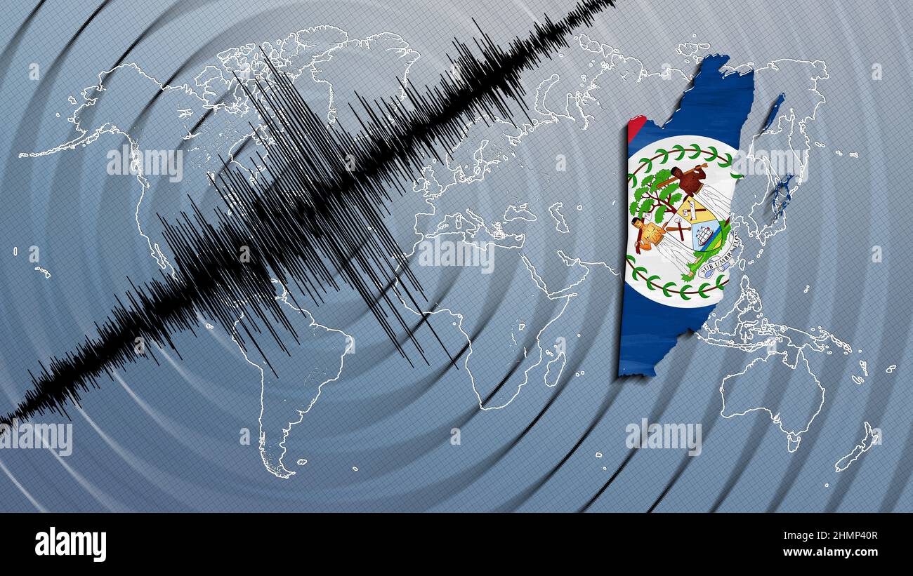 Seismic activity earthquake Belize map Richter scale Stock Photo - Alamy