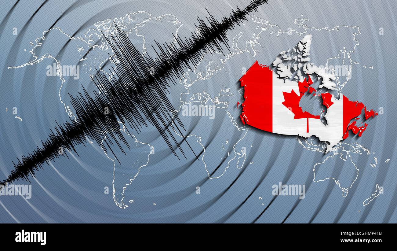 Seismic activity earthquake Canada map Richter scale Stock Photo - Alamy