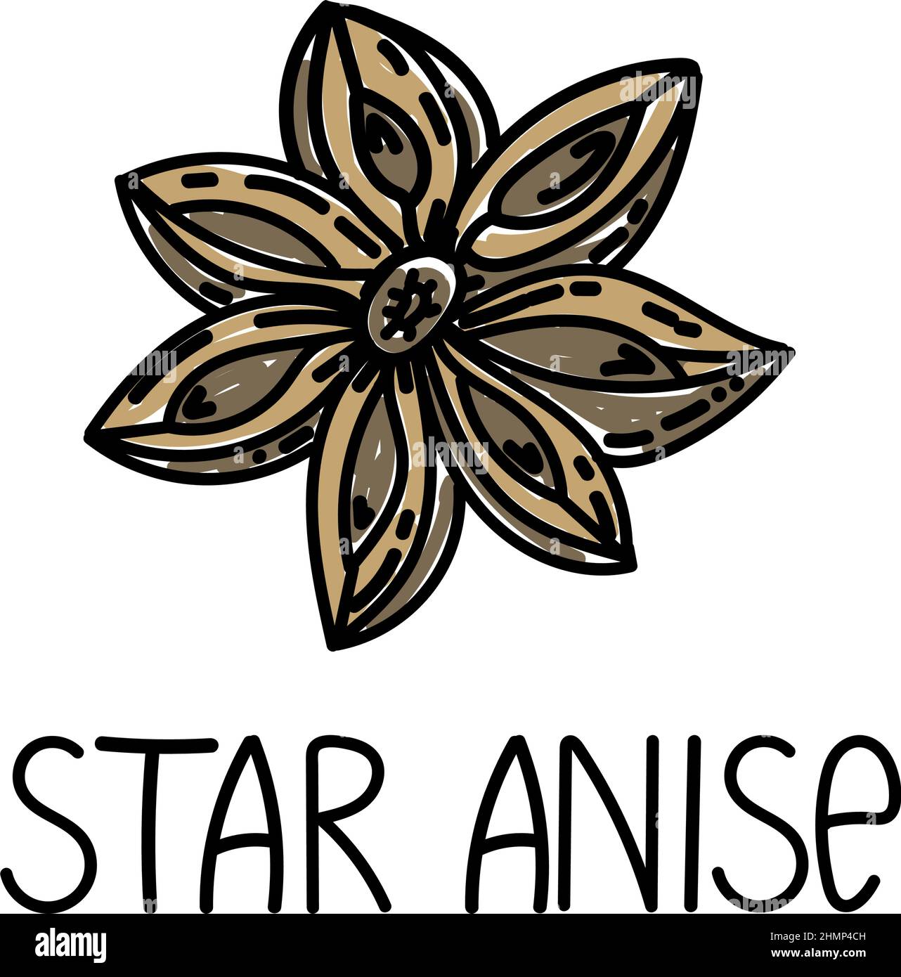 Star anise, hand-drawn doodle style element. Logo and emblem packaging ...