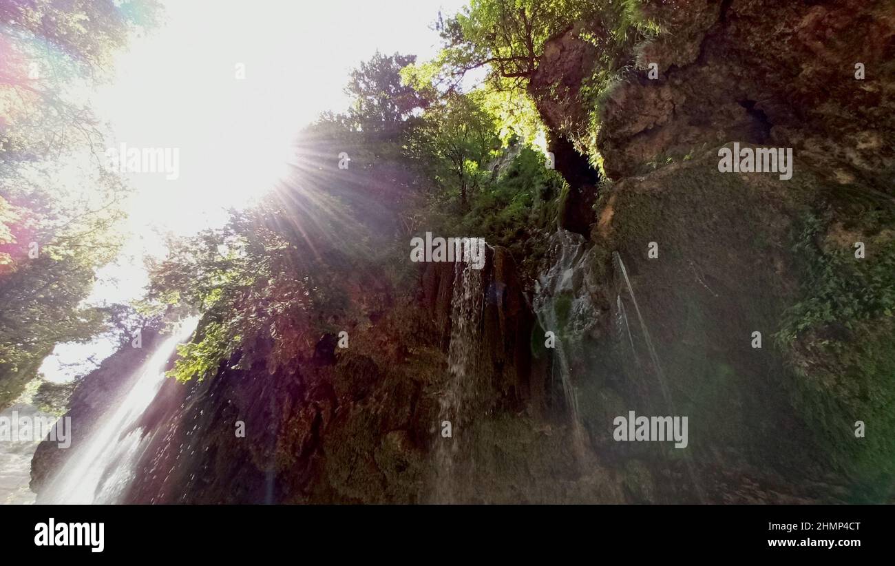 The Always raining canyon (Panta Vrehei) with waterfalls in Karpenissi ...