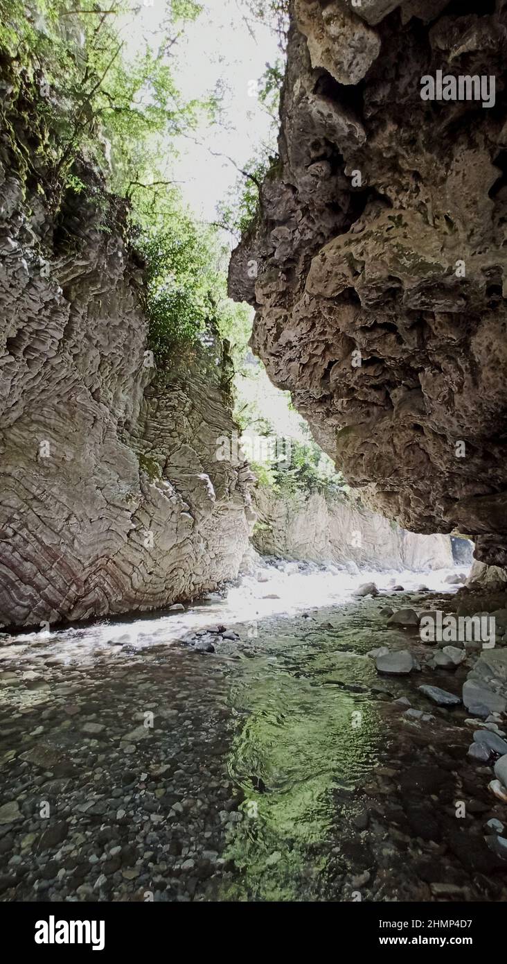 The Always raining canyon (Panta Vrehei) with waterfalls in Karpenissi ...