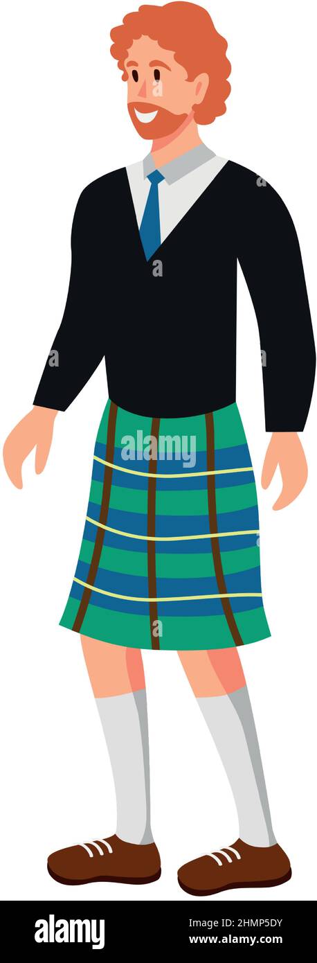 Man in Scottish folk dress kilt - Vector illustration Stock Vector ...