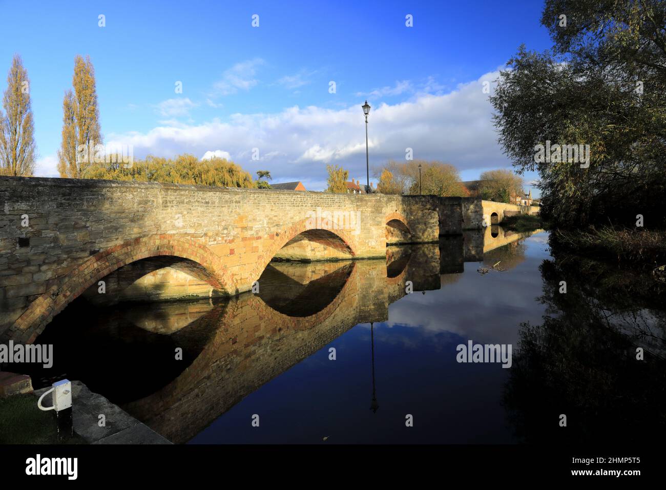 The 9 arch stone bridge over the river Nene, Islip town ...