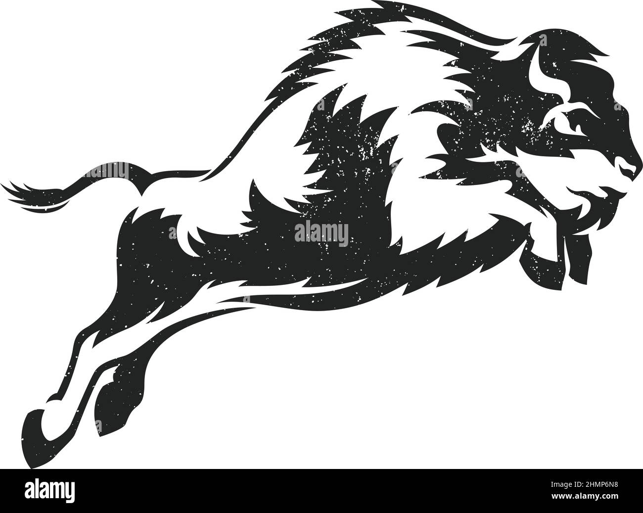 Strong Brawny Bison Jumping Up Stock Vector Image & Art - Alamy
