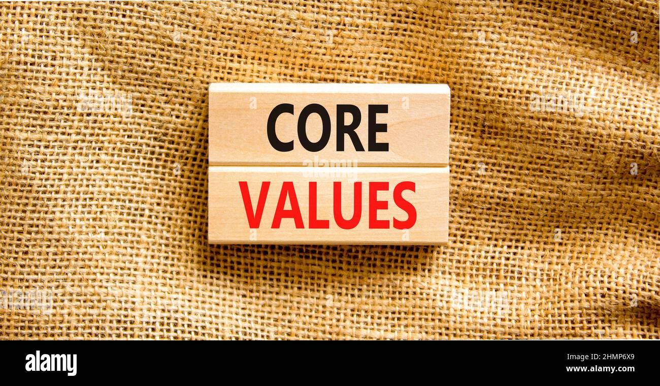 Core values symbol. Concept words Core values on wooden blocks on a ...