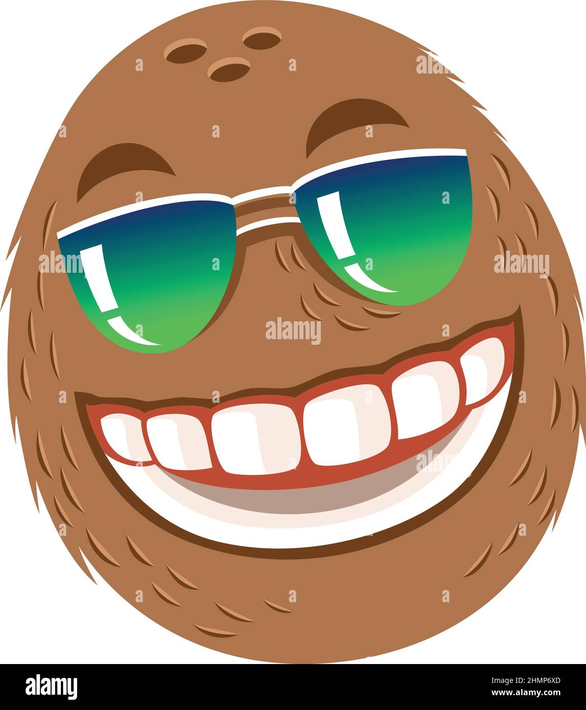 Coconut Cartoon Character Smile with Sunglasses Summertime Stock Vector ...