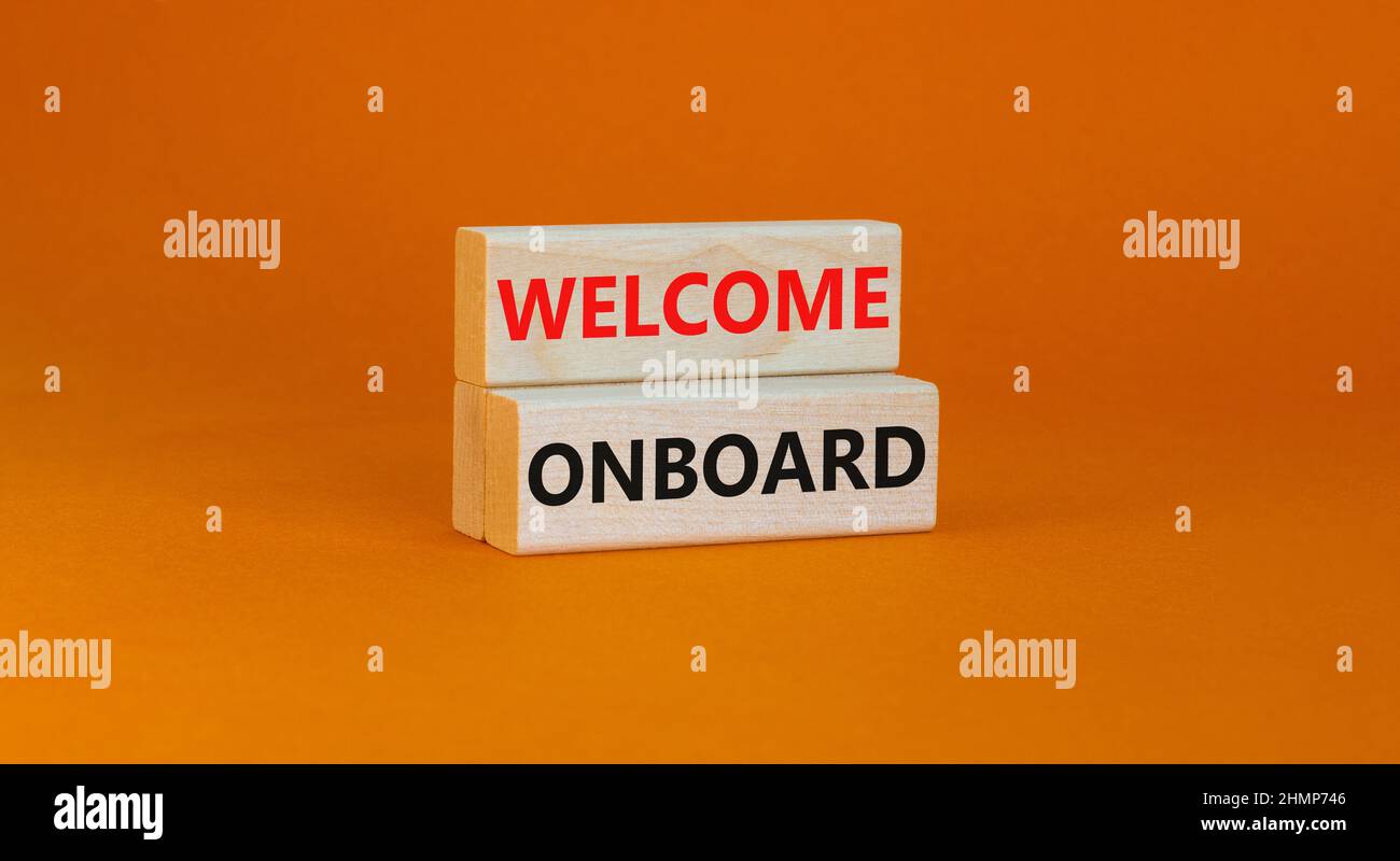 Welcome onboard symbol. Concept words Welcome onboard on wooden blocks ...