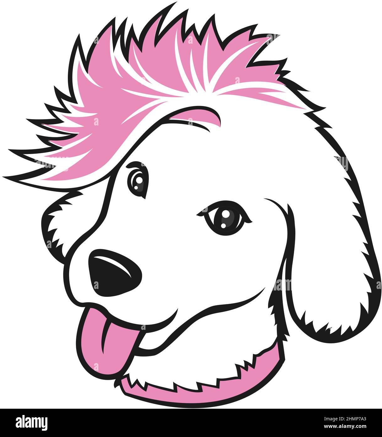 Cute Dog with Pink Hair Mohawk Style Stock Vector Image & Art - Alamy