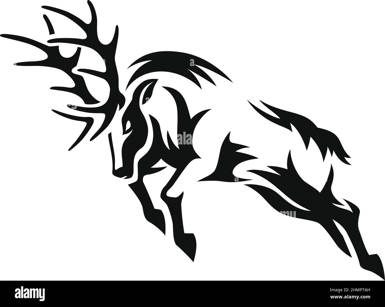 Illustration of Male Deer Fighting with Its Antler Stock Vector Image ...