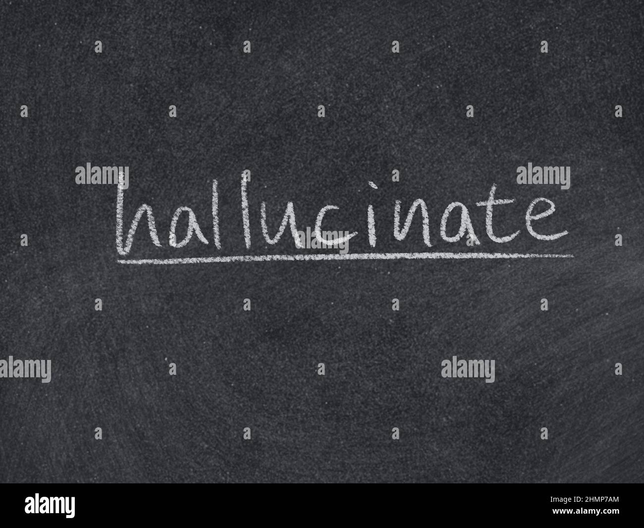hallucinate concept word on blackboard background Stock Photo - Alamy