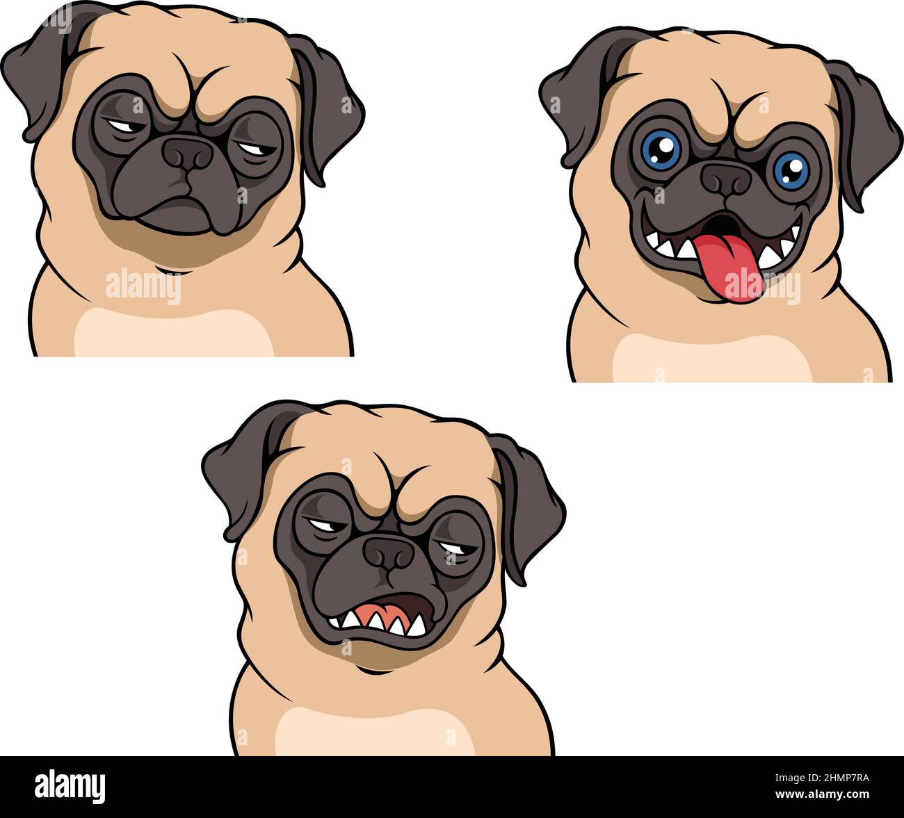 Set of Pug Dog Cartoon Character Stock Vector Image & Art - Alamy