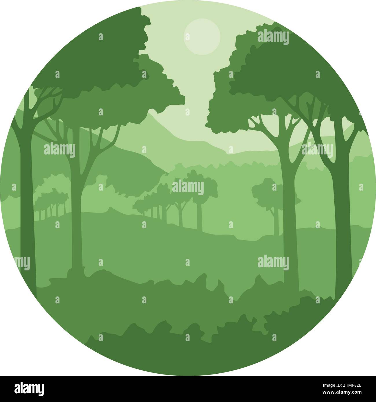 The Green Jungle Background in Circle Stock Vector Image & Art - Alamy