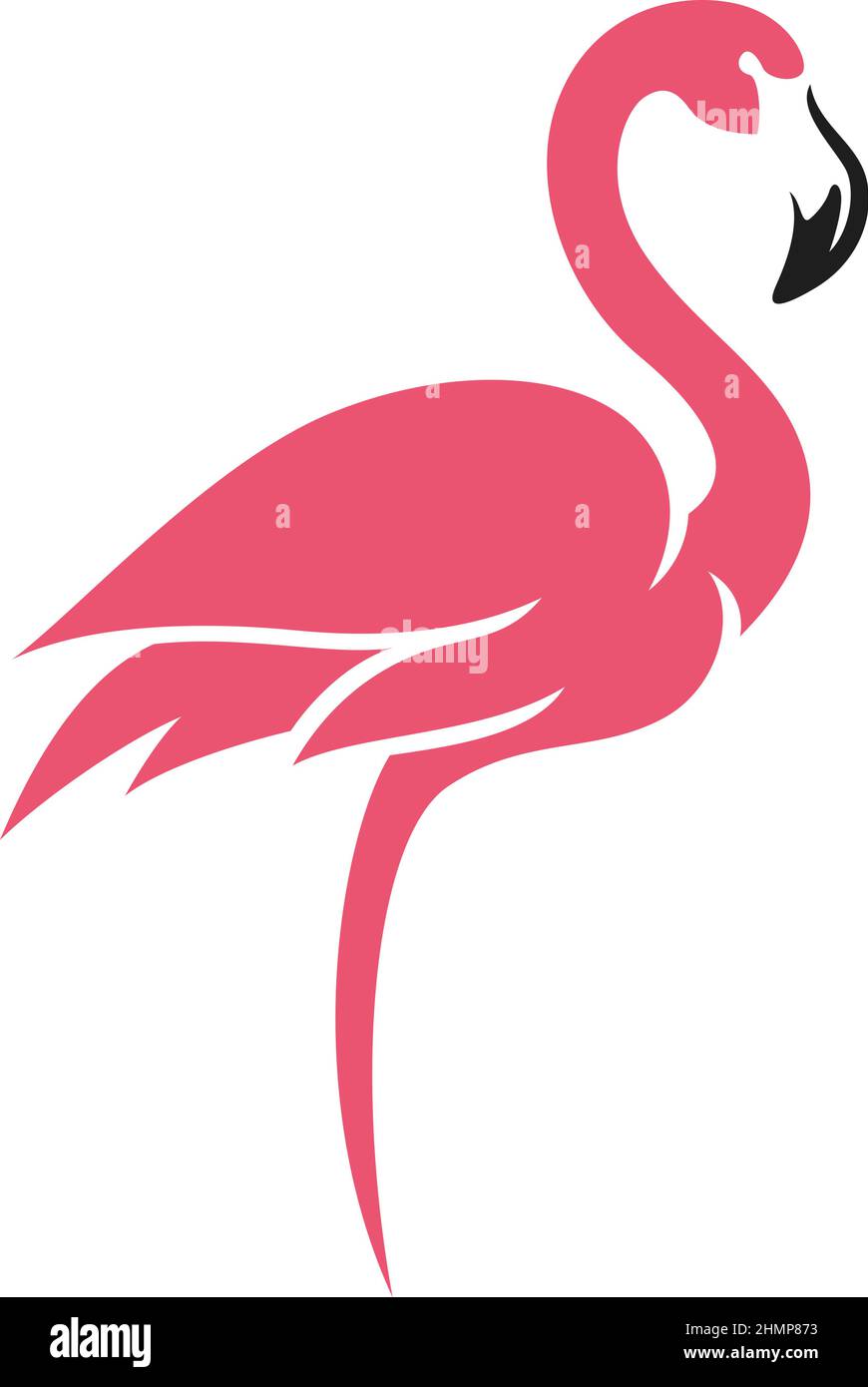 Simple Shape of Pink Flamingo Standing On One Leg Stock Vector Image ...