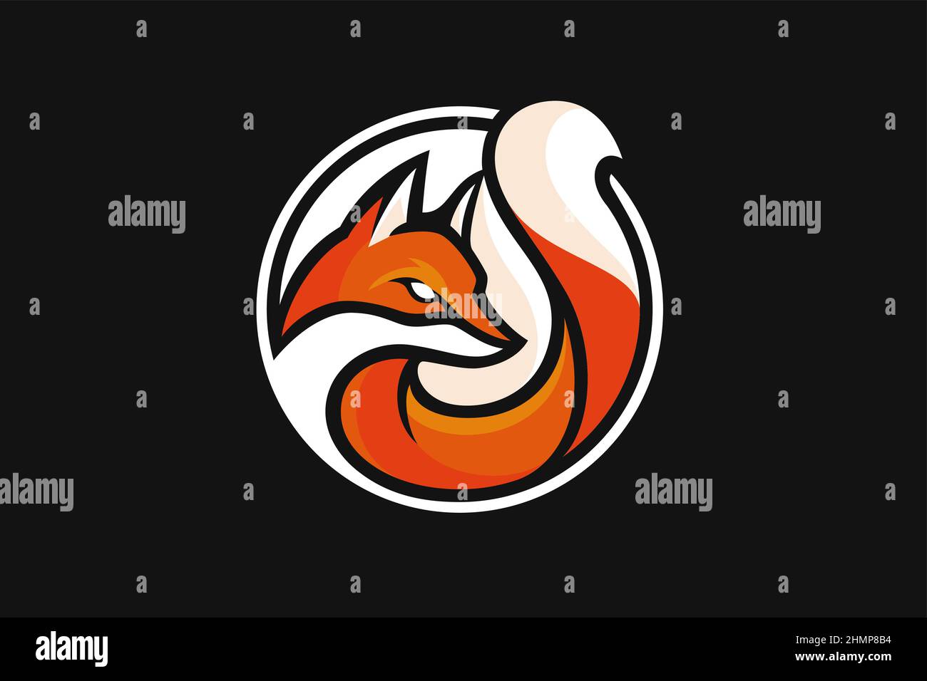 Red Fox Simple Outline Logo Design Stock Vector Image & Art - Alamy