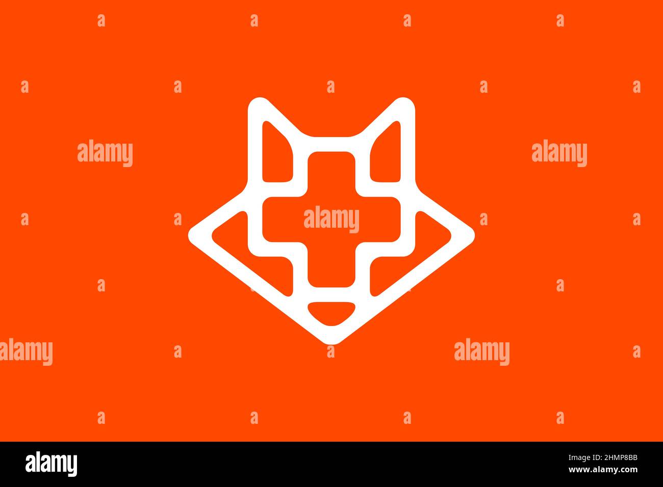 Fox Head with the medical cross symbol abstract Outline Design Stock ...