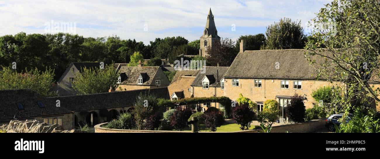 Summer view of St Marys Church, Duddington village, Northamptonshire ...
