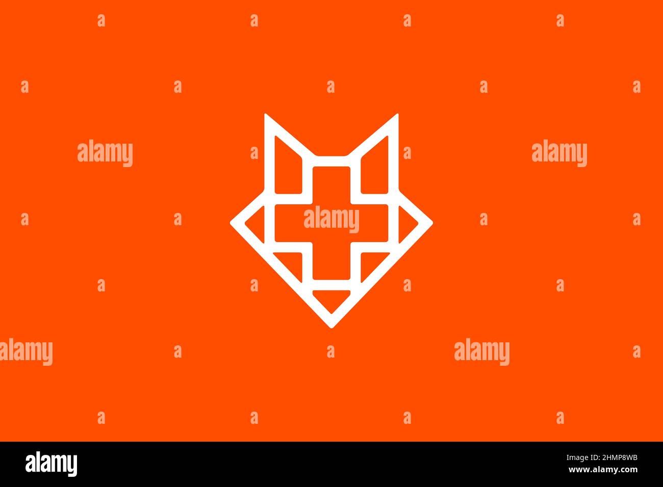 Fox Head with the medical cross symbol abstract Outline Design Stock ...