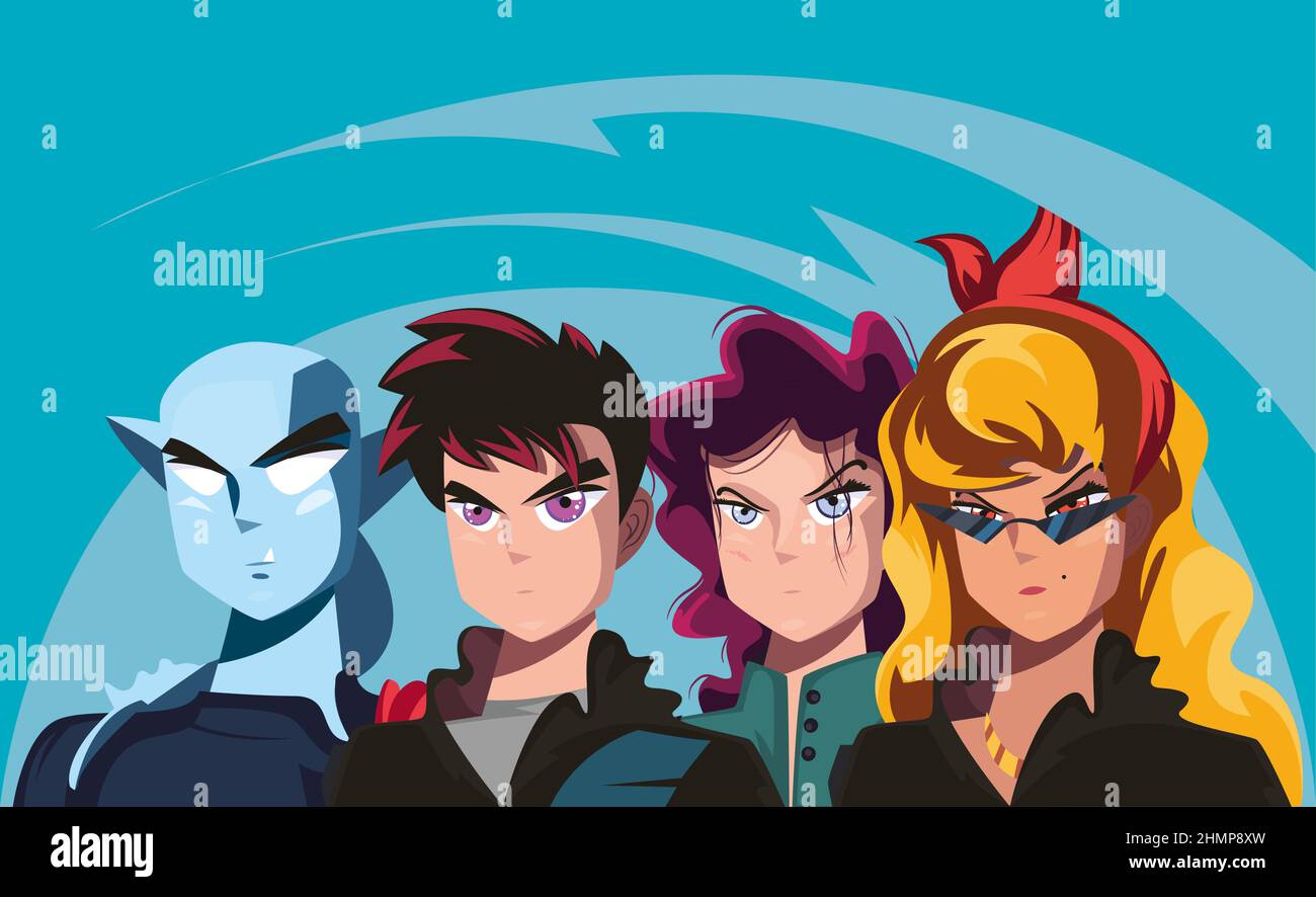 group of manga characters poster Stock Vector Image & Art - Alamy