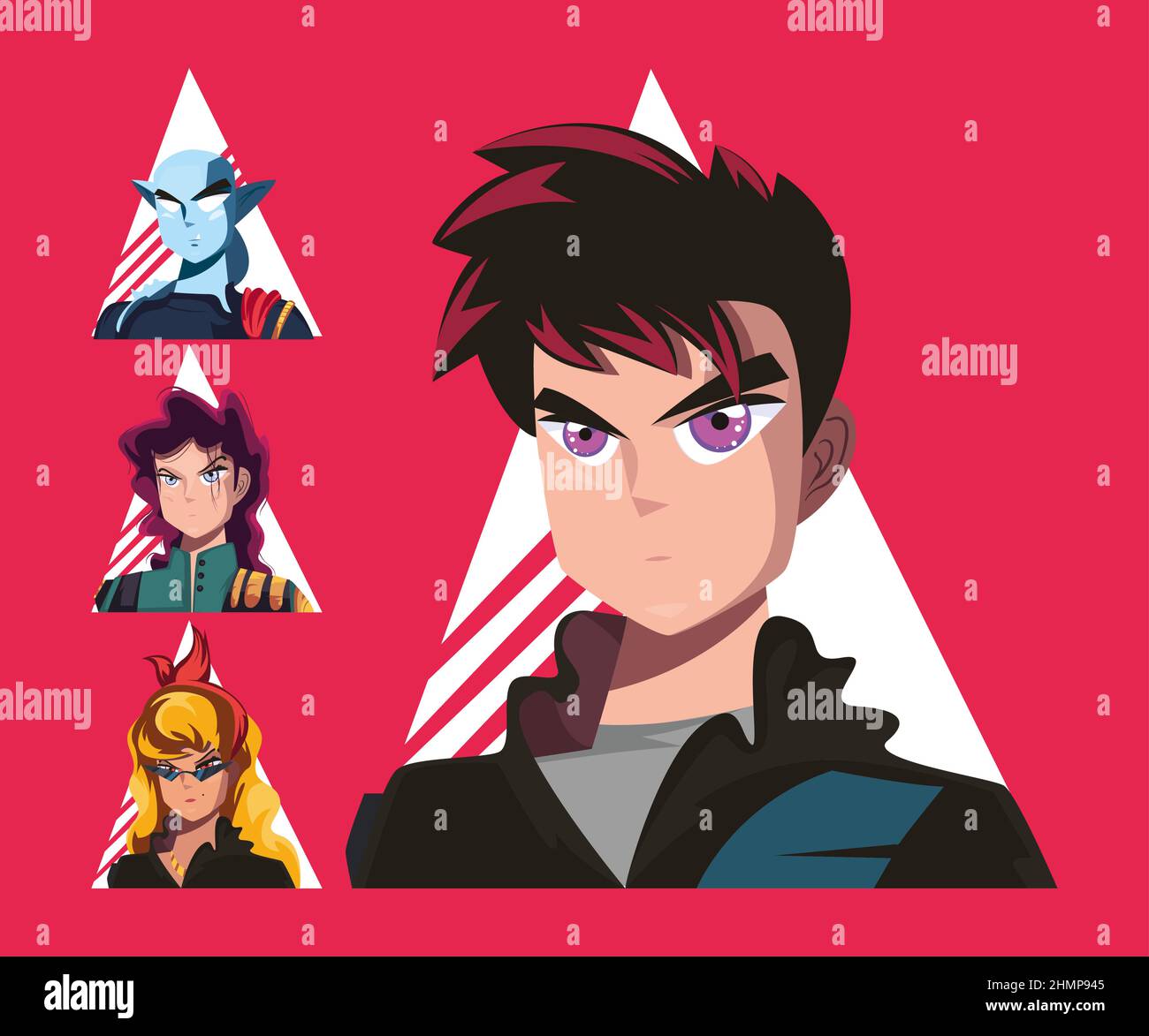 group of four anime characters Stock Vector Image & Art - Alamy