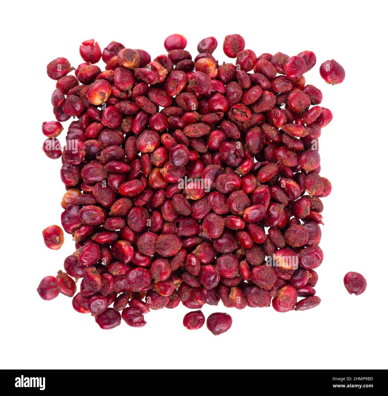 Sumac seeds isolated on white background. Whole dry Rhus berry. Top ...