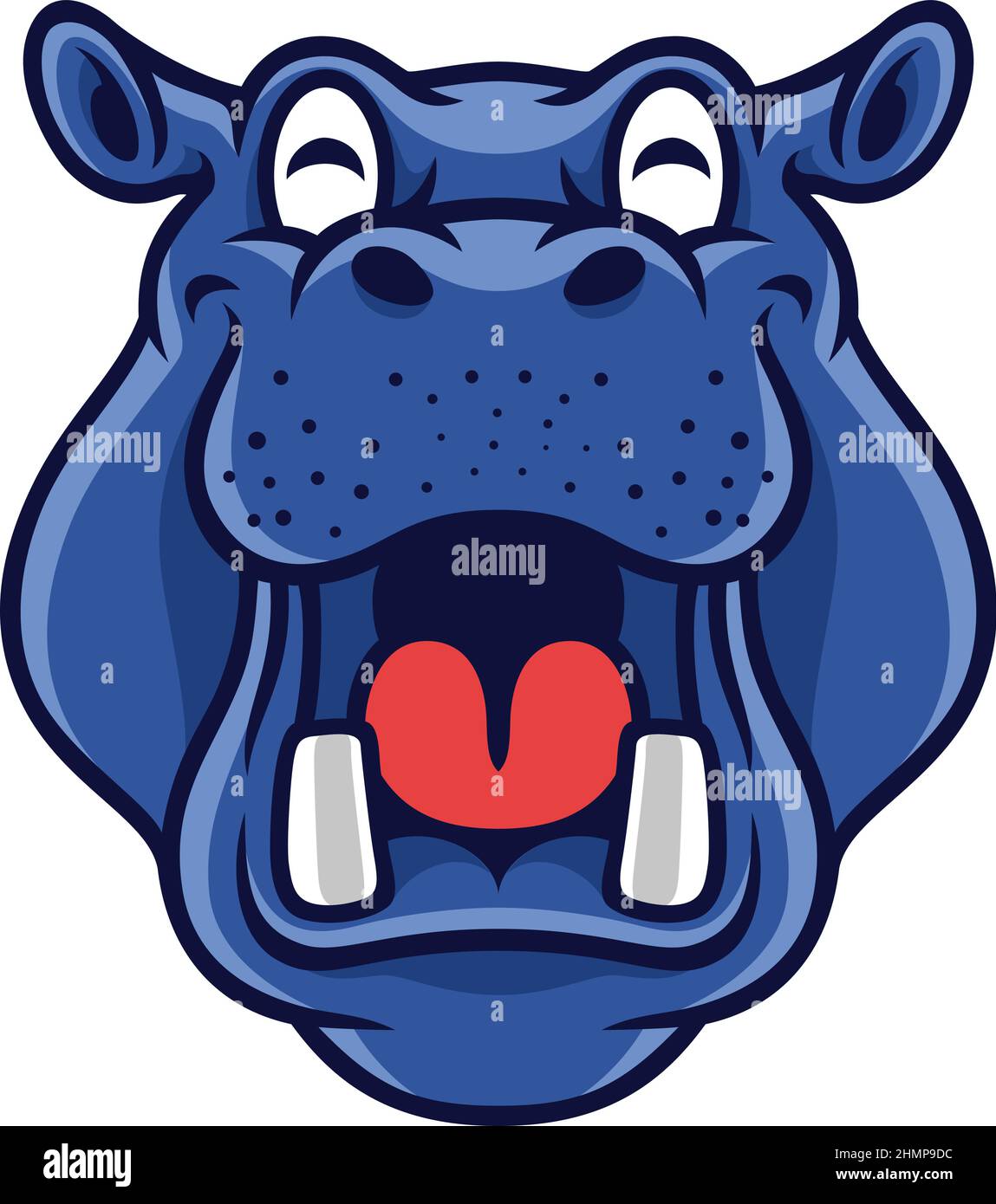 Funny Friendly Hippo Smiles with the mouth opening Wide Vector Stock ...