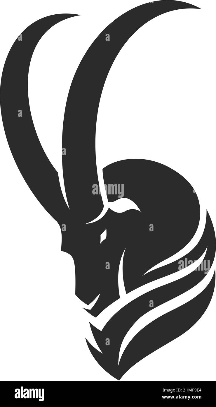 Simple Vector of Ibex Goat Head with Long Horns Stock Vector Image ...