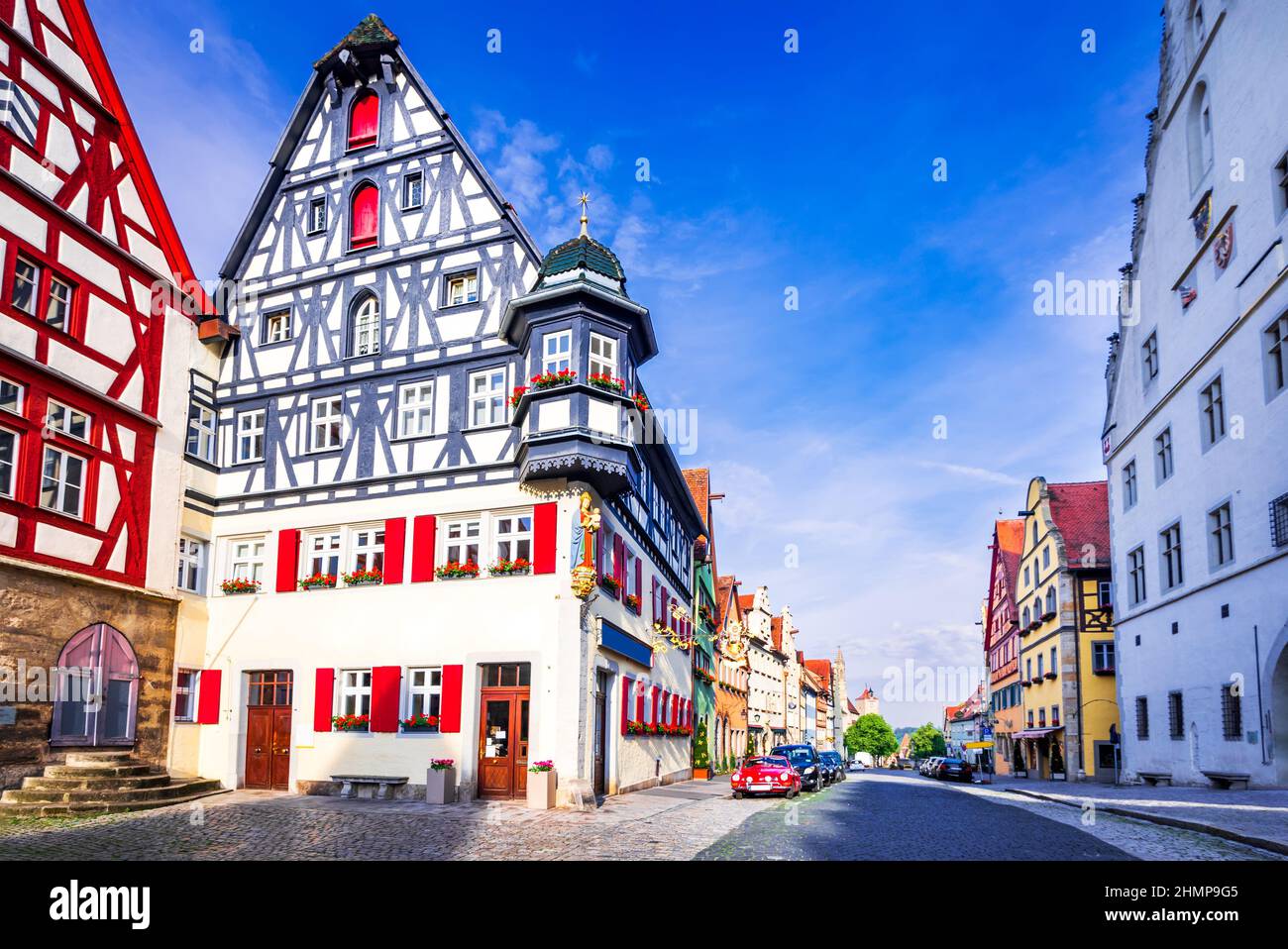 Rothenburg ob der Tauber, Germany - Cobbled street and historical ...