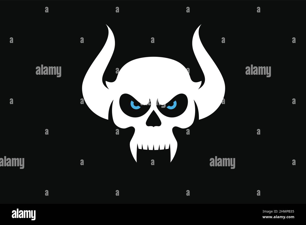 Simple Aggressive Skull with Horns Stock Vector Image & Art - Alamy