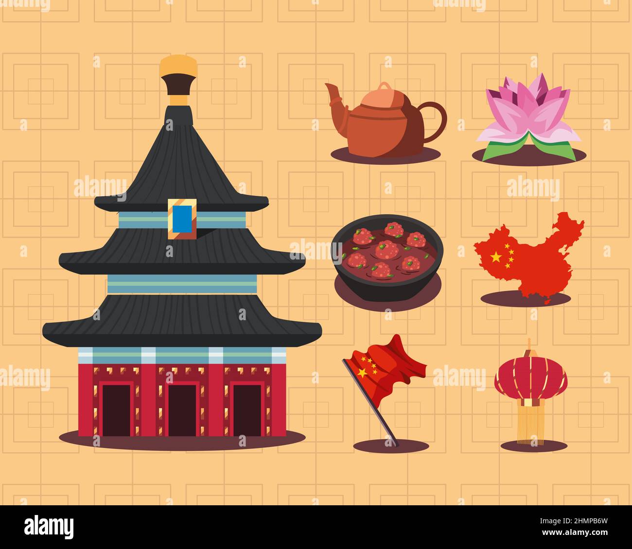 set of seven chinese items Stock Vector Image & Art - Alamy