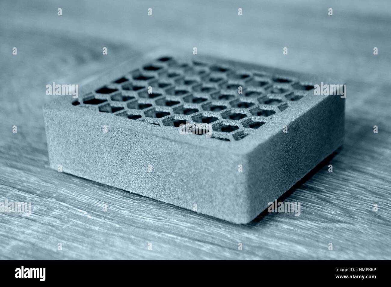 Gray object printed on powder 3D printer. Multi Jet Fusion MJF. Powder ...