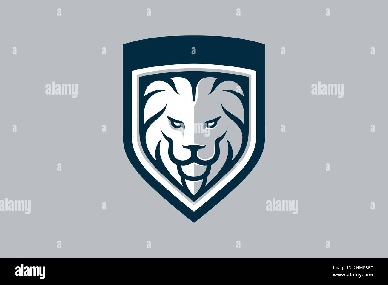 Illustration shield lion head hi-res stock photography and images - Alamy