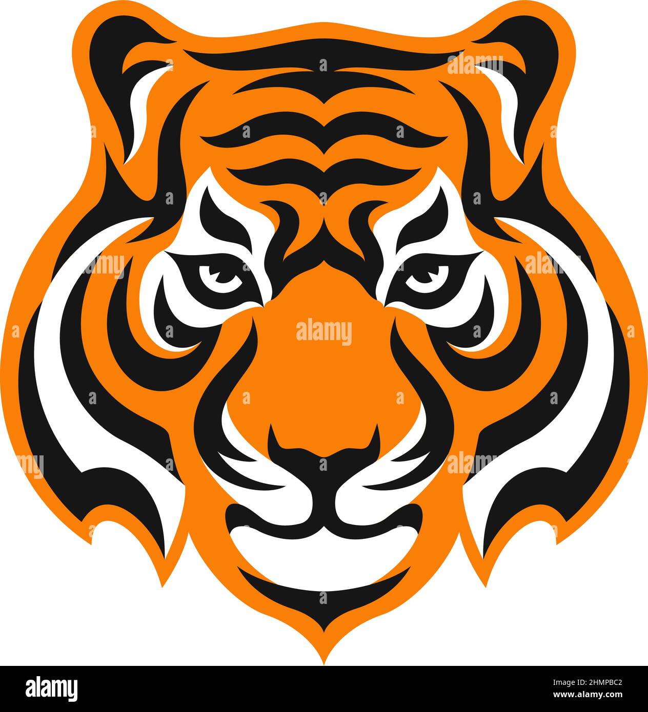 Head of Tiger Simple Flat Design Stock Vector Image & Art - Alamy