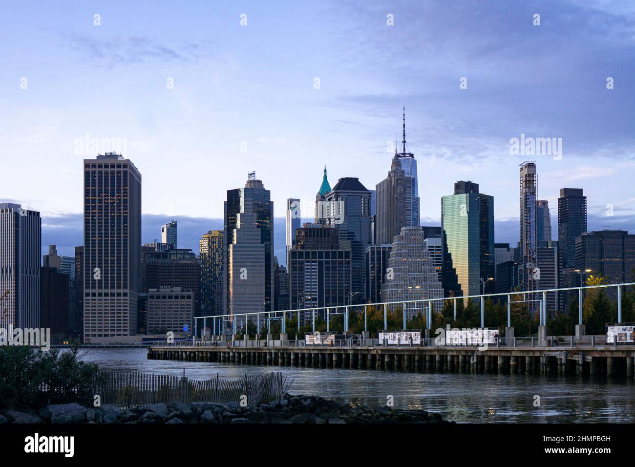 Skyline of financial district in New York City with modern office ...