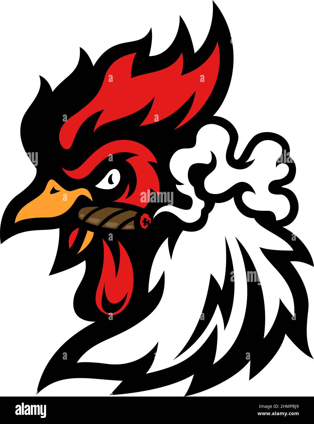 Aggressive Rooster Smoking Cigar Mascot Design Stock Vector Image & Art ...