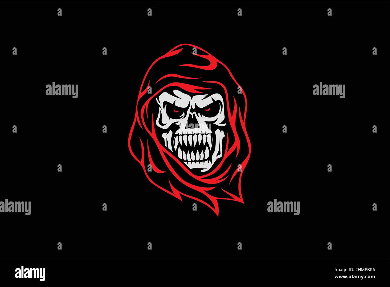 Aggressive Reaper Skull Shows His Teeth Stock Vector Image & Art - Alamy