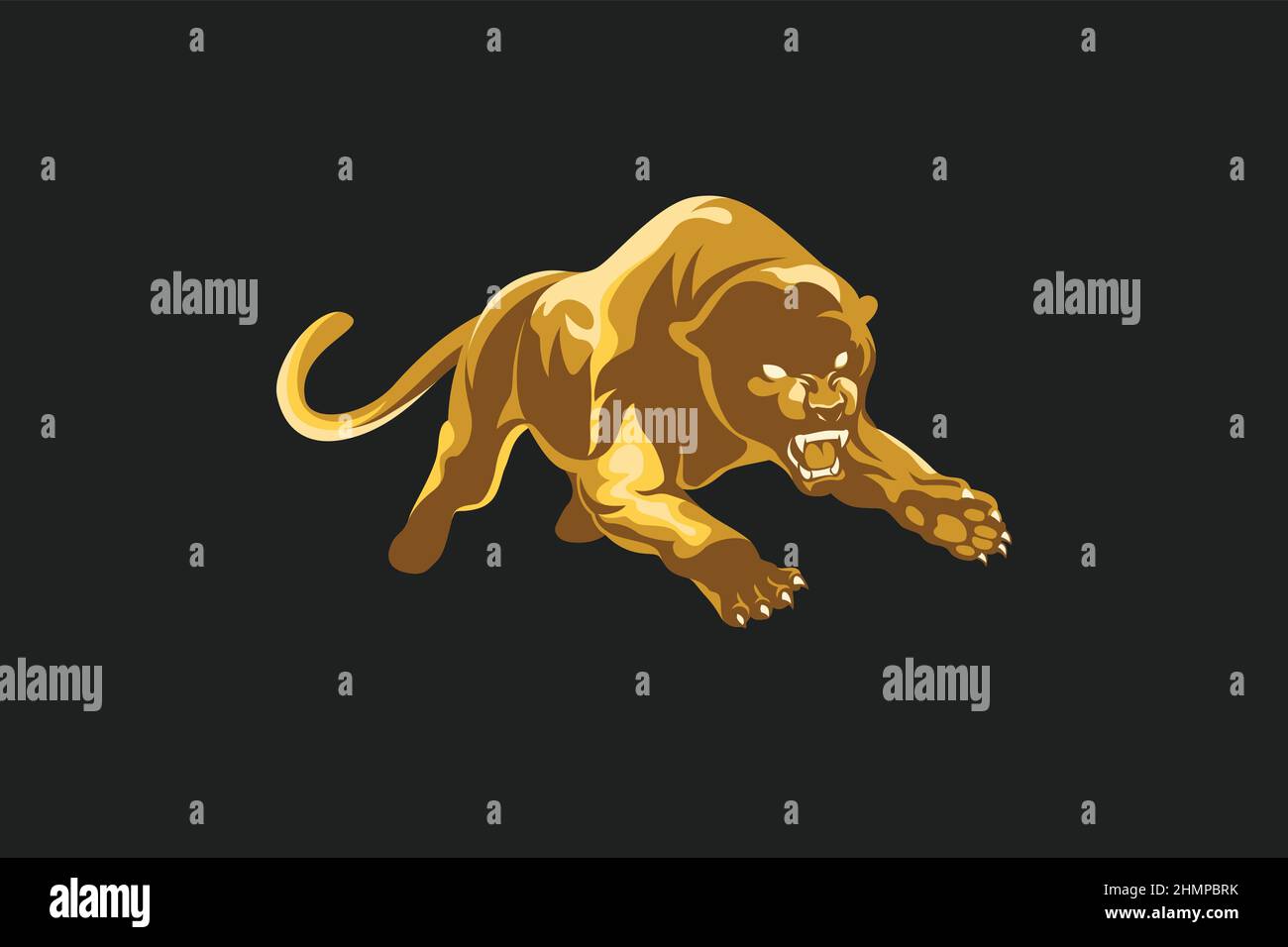 Aggressive Golden Panther attacking the prey Stock Vector Image & Art ...
