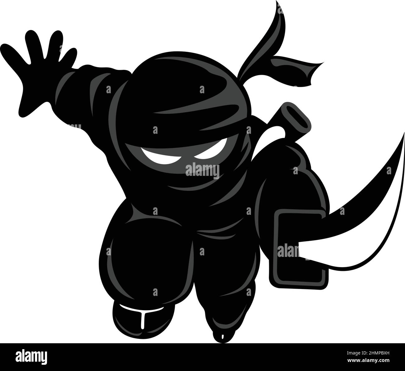 Little Aggressive Ninja Attack with Katana Sword Stock Vector Image ...