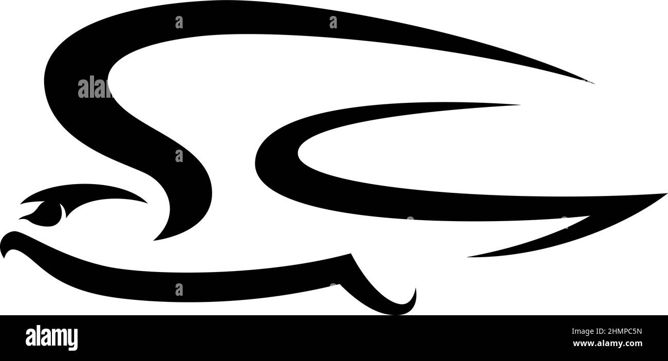 Simple Line Design of Flying Hawk (Sparrowhawk Stock Vector Image & Art ...