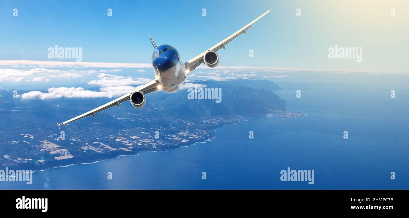 Airplane taking off - Travel by air transport Stock Photo - Alamy