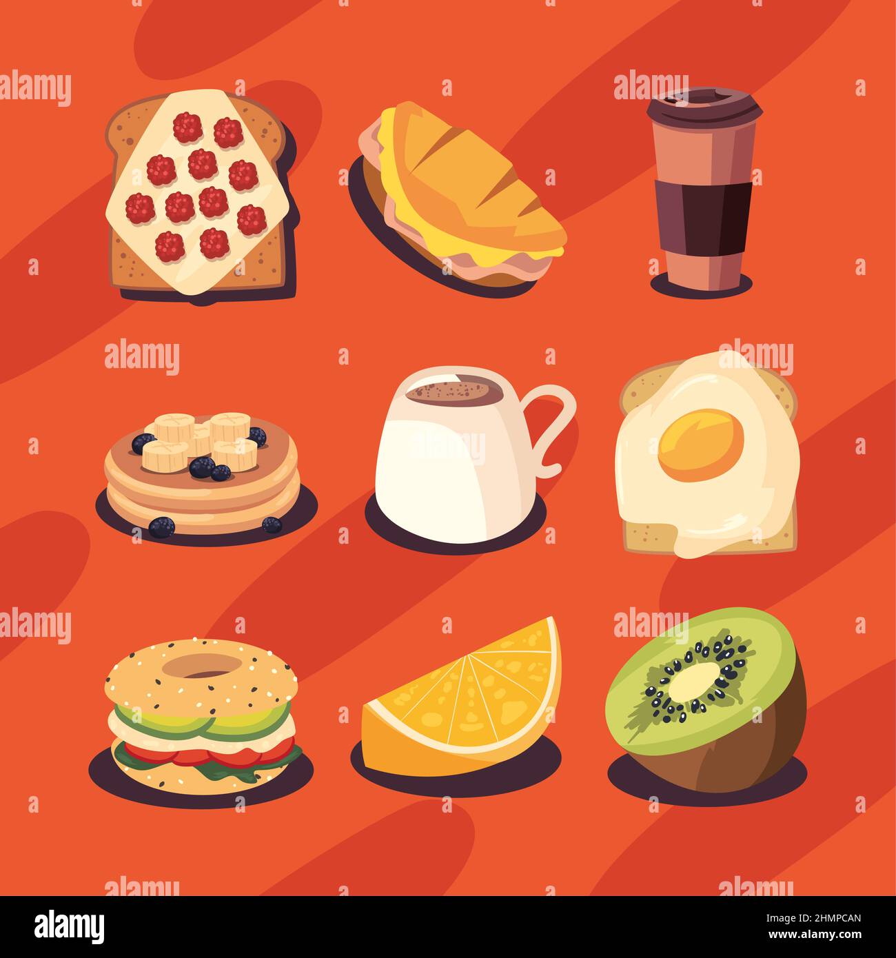 set of nine breakfast snacks Stock Vector Image & Art - Alamy