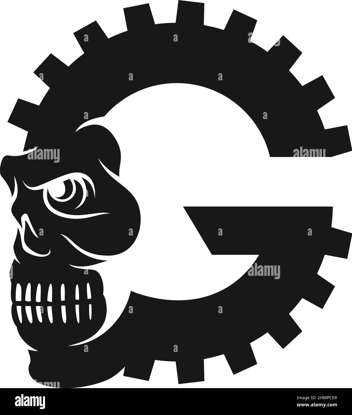 Gear Skull in the shape of letter G Stock Vector Image & Art - Alamy
