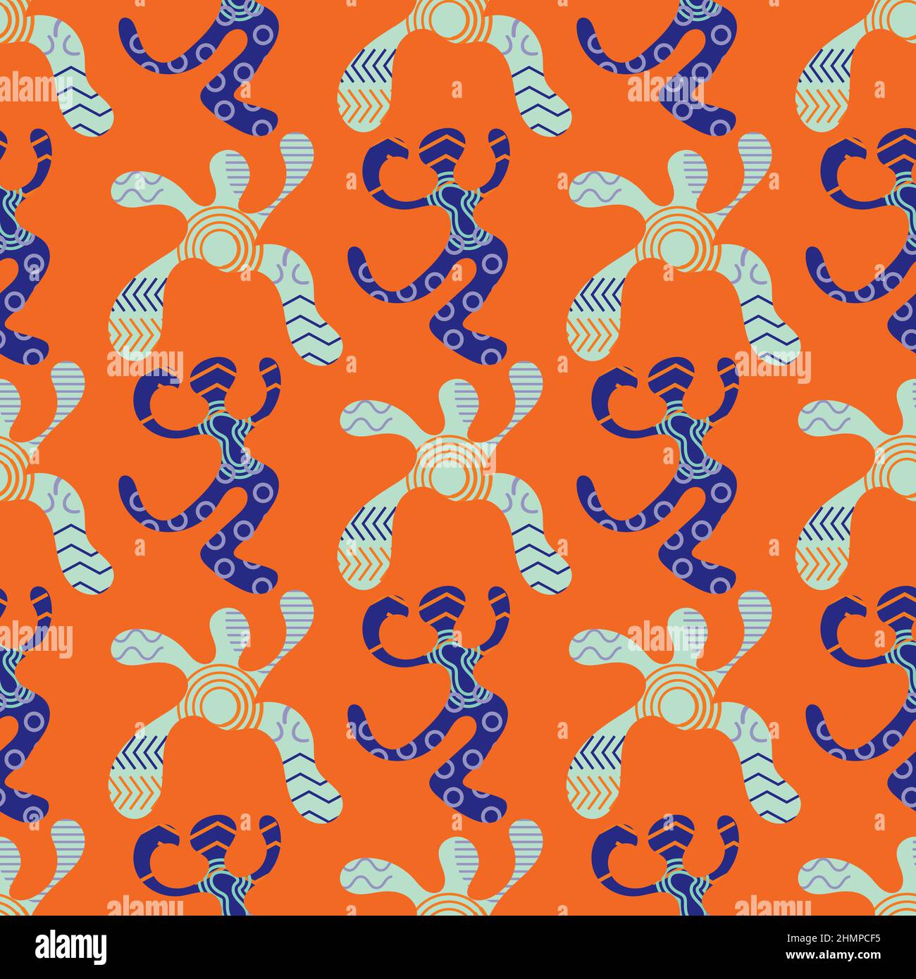 Funky dancing people vector pattern background. Fun backdrop of ...