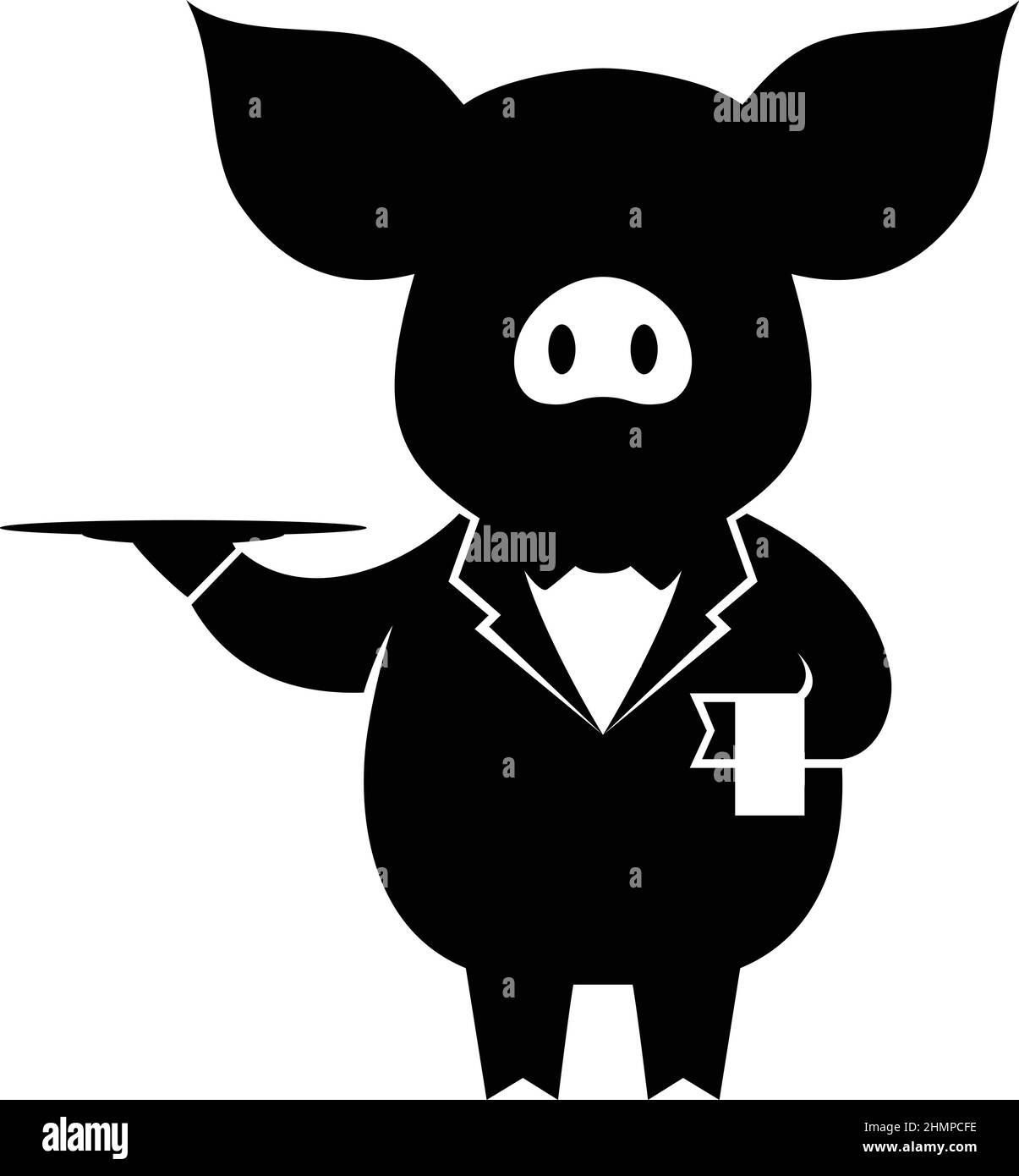 Simple Silhouette of Pig Waiter Serving Stock Vector Image & Art - Alamy
