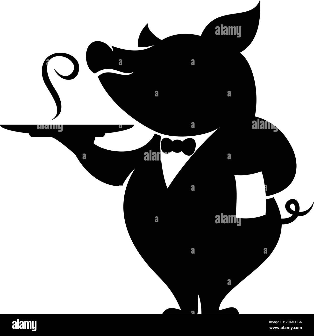 Simple Silhouette of Pig Waiter Serving Stock Vector Image & Art - Alamy