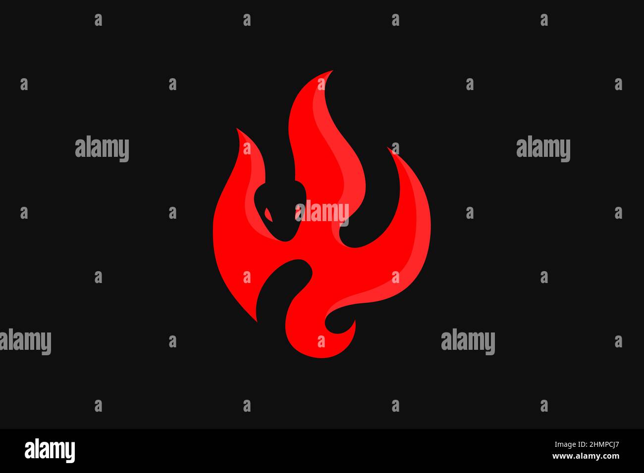 Symbol of Flame with Negative Space Designed as A Snake Stock Vector ...